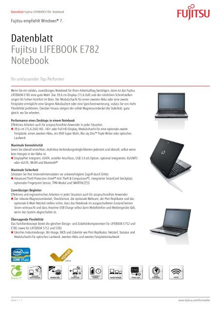 Datenblatt Fujitsu LIFEBOOK E782 Notebook - Icecat