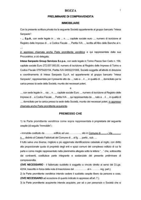 Bozza preliminare - Intesa Sanpaolo
