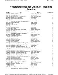 Accelerated Reader Quiz List - Reading Practice