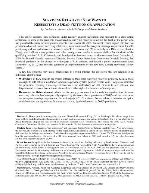 surviving relatives: new ways to resuscitate a dead petition