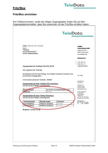 Fritz!Box - TeleData