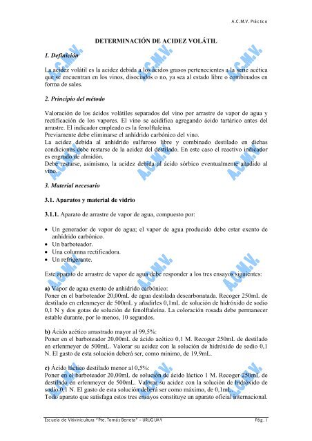 DETERMINACIÓN DE ACIDEZ VOLÁTIL - Universidad del Trabajo ...