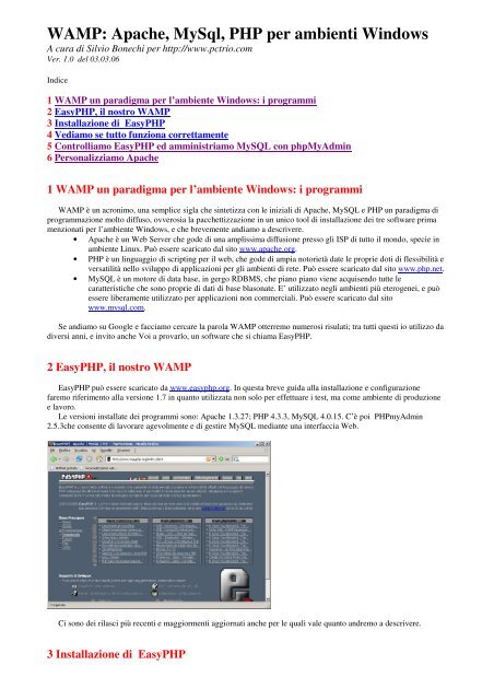 WAMP: Apache, MySql, PHP per ambienti Windows - PCTrio