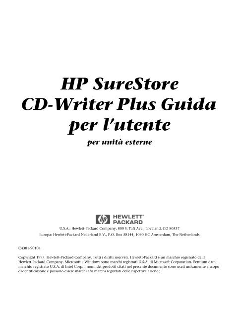 HP SureStore CD-Writer Plus Guida per l'utente - FTP Directory ...
