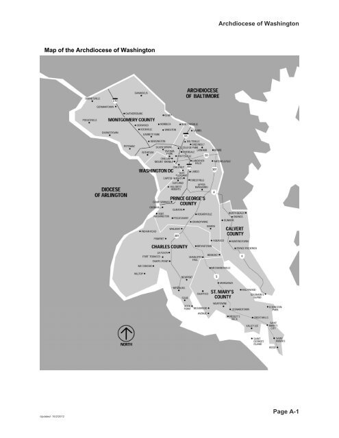 Map of the Archdiocese of Washington Archdiocese of Washington Page A-1