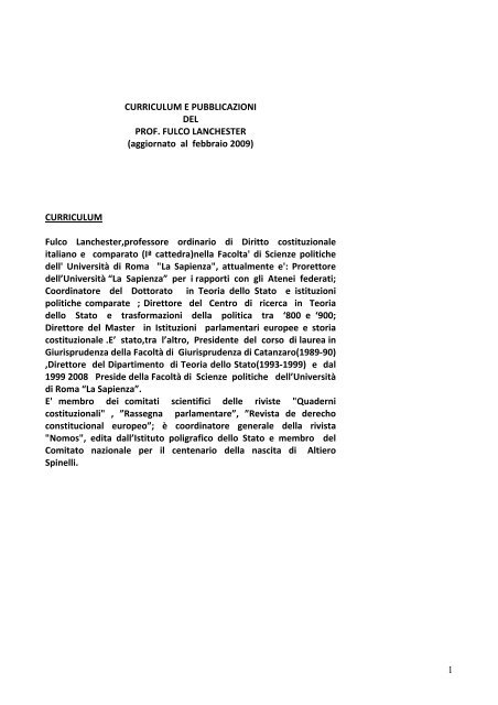 CURRICULUM Fulco Lanchester,professore o - Parlalex