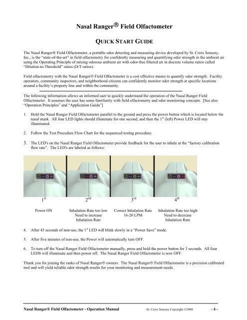 Nasal Ranger ® Field Olfactometer - Nasal Ranger Field Olfactometer