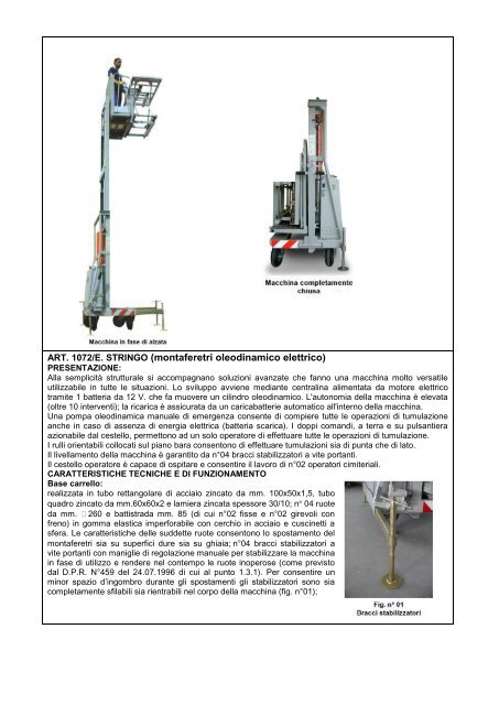 ART. 1072/E. STRINGO (montaferetri oleodinamico elettrico)