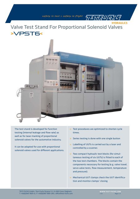 Valve Test Stand For Proportional Solenoid Valves >vpst6 - Test Fuchs