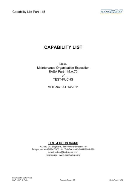 capability list - Test Fuchs