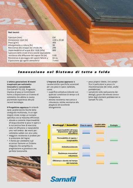 Dati tecnici Spessore [mm