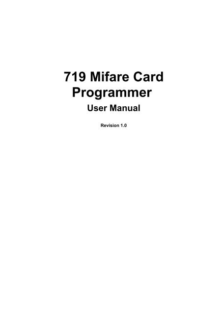 719 Mifare Card Programmer User Manual