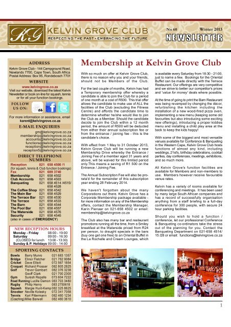 Membership at Kelvin Grove Club