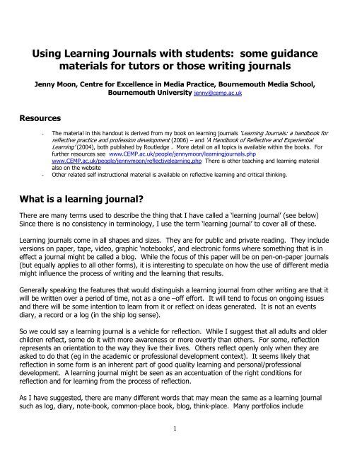 Using Learning Self Journals