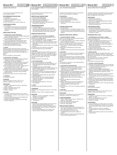 GB DFI Miracle Mix® Miracle Mix® Miracle Mix ... - GC India Dental