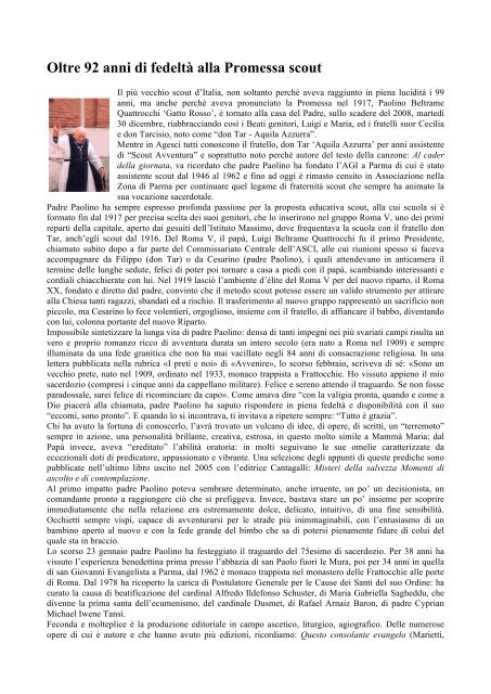 Oltre 92 anni di fedeltà alla Promessa scout - Masci