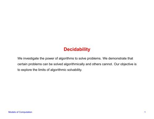 Decidability and undecidability