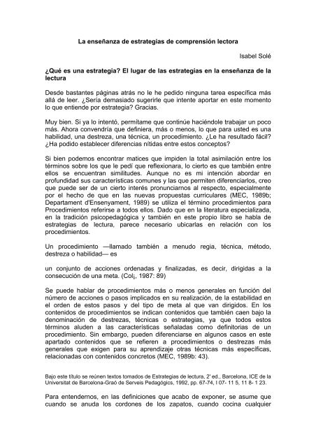 La enseñanza de estrategias de comprensión lectora - Red Escolar