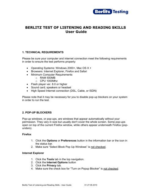 BERLITZ PLACEMENT TESTS: Getting Started - Berlitz | Nordic BERLITZ PLACEMENT TESTS: Getting Started - Berlitz | Nordic