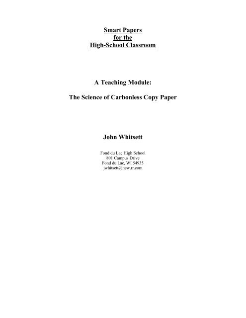 Smart Papers for the High-School Classroom A Teaching Module ...