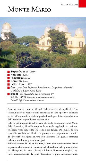 Riserva Naturale Monte Mario - Parchi Accessibili