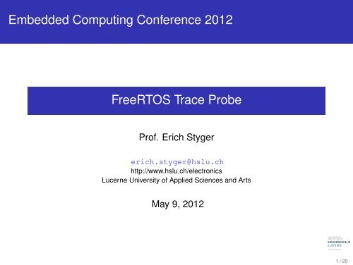 FreeRTOS Trace Probe - - Embedded Computing Conference