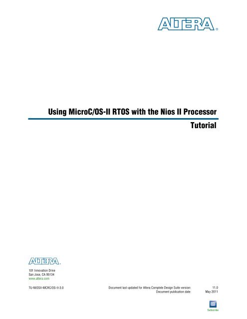 Using Microcos Ii Rtos With The Nios Ii Processor Tutorial Altera
