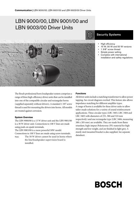 LBN 9000/00, LBN 9001/00 and LBN 9003/00 Driver ... - Pacat.co.uk