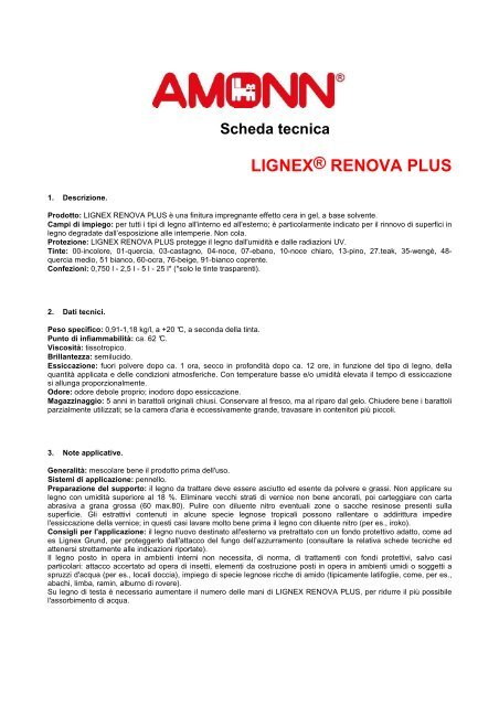 Scheda tecnica LIGNEX® RENOVA PLUS - AMONNCOLOR