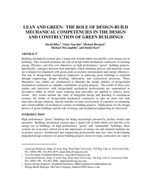 lean and green: the role of design-build mechanical competencies ...