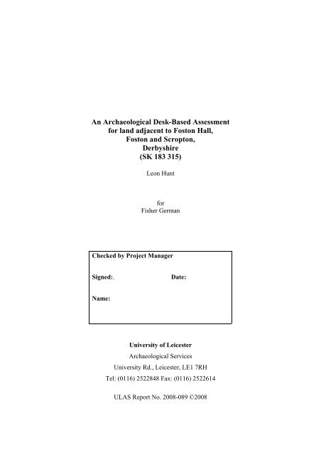 An Archaeological Desk-Based Assessment - Derbyshire County ...