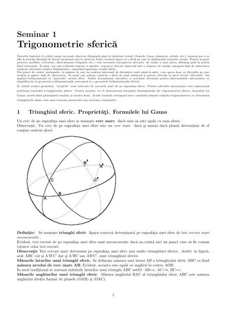 Trigonometrie sferic˘a