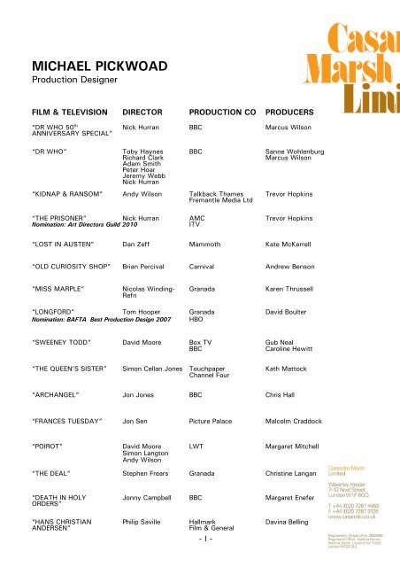 MICHAEL PICKWOAD - Casarotto