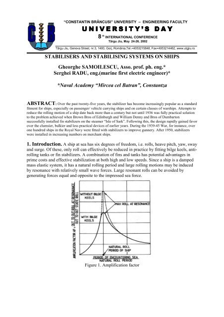STABILISERS AND STABILISING SYSTEMS ON SHIPS