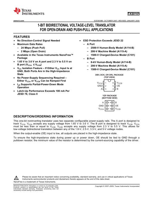 1-Bit Bidirectional Voltage-Level Translator for Open-Drain and ...
