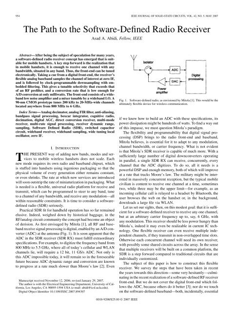 The Path to the Software-Defined Radio Receiver