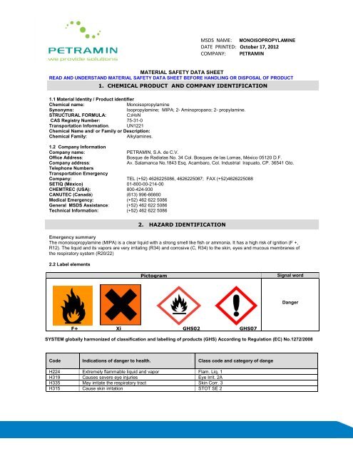 MSDS MIPA - Petramin