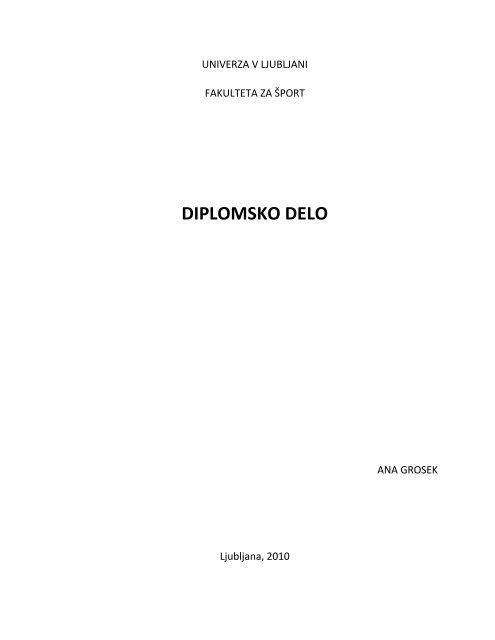 Diplomsko Delo Fakulteta Za šport Univerza V Ljubljani