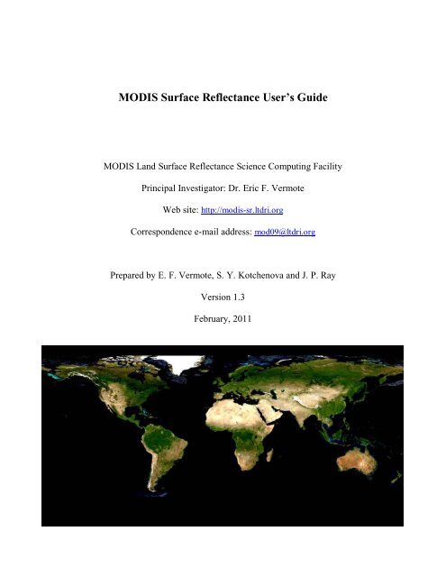 MOD09 User's Guide - Modis Land Surface Reflectance Science ...