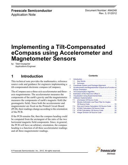 AN4248, Implementing a Tilt-Compensated eCompass using ...
