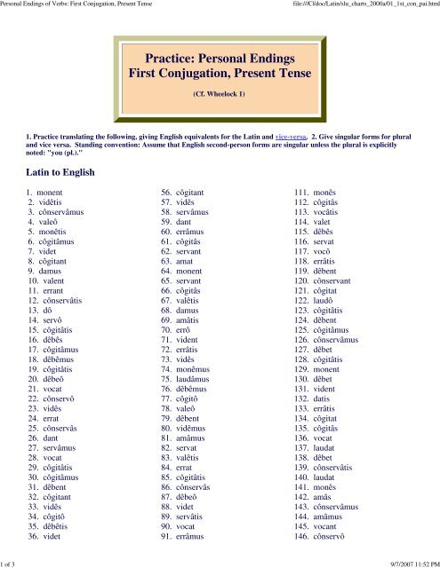 Present Tense Endings