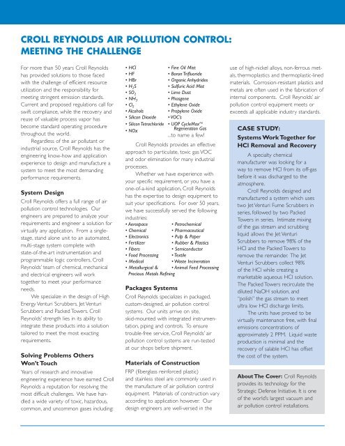 The Clean Air Group Wet Scrubber Brochure - Croll Reynolds