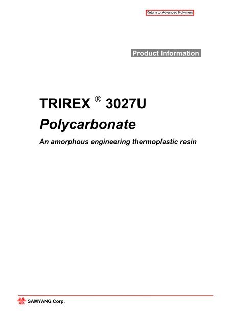 TRIREX 3027U Polycarbonate - Advanced Polymers