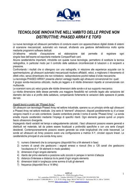 phased array e tofd - AQM