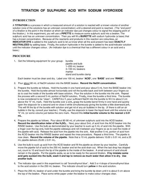 Sulfuric Acid And Sodium Hydroxide