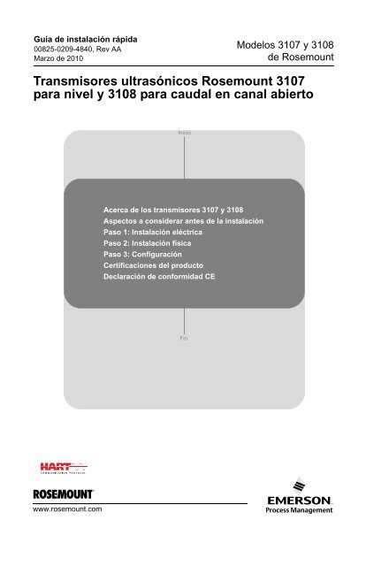Transmisores ultrasónicos Rosemount 3107 para nivel y 3108 para ...