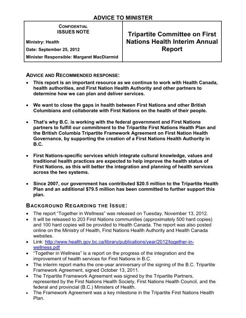 First Nations Tripartite Annual Report - Interior Health Authority