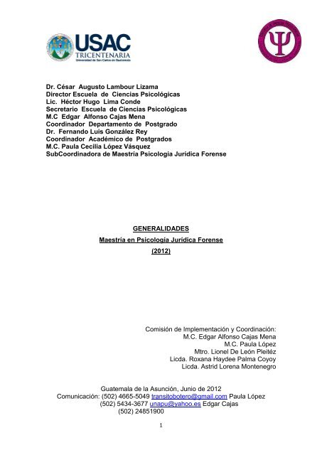 Dr. César Augusto Lambour Lizama Director Escuela de Ciencias ...