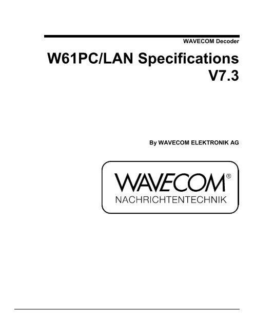 W61pc Specification Wavecom Decoder 0215