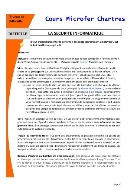 Cours Microfer Chartres